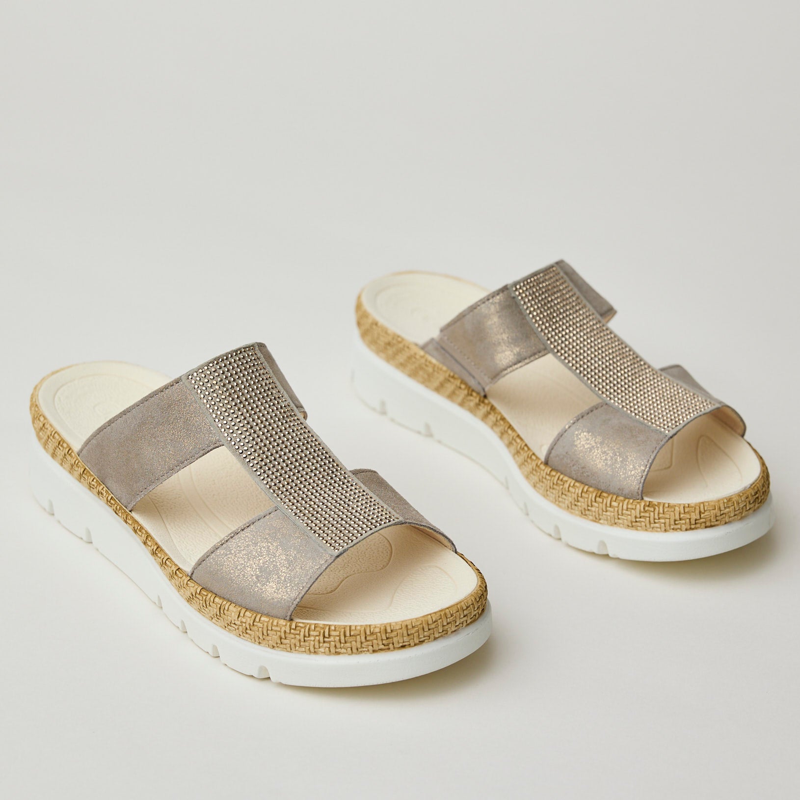 Gabor Metallic Leather Sliders | Shop online @ Nozomi