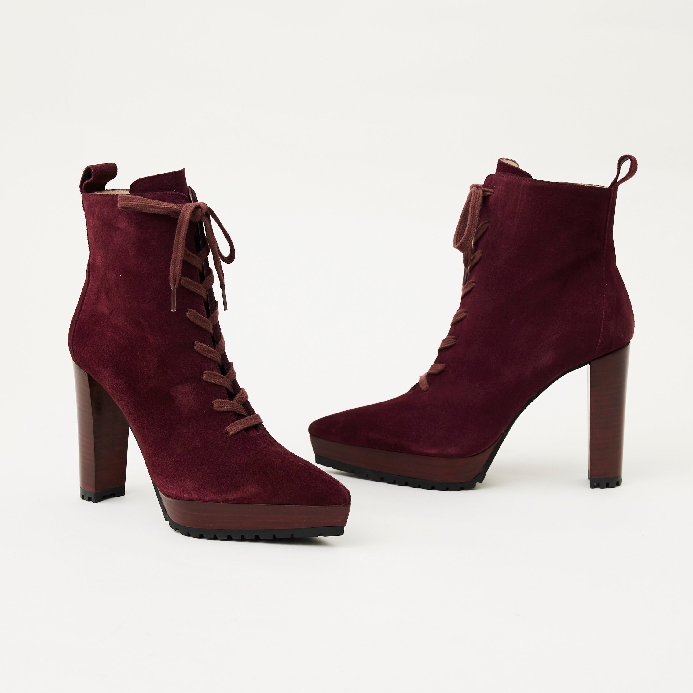 Lodi Wine High Heeled Suede Leather Boots | Shop online @ Nozomi