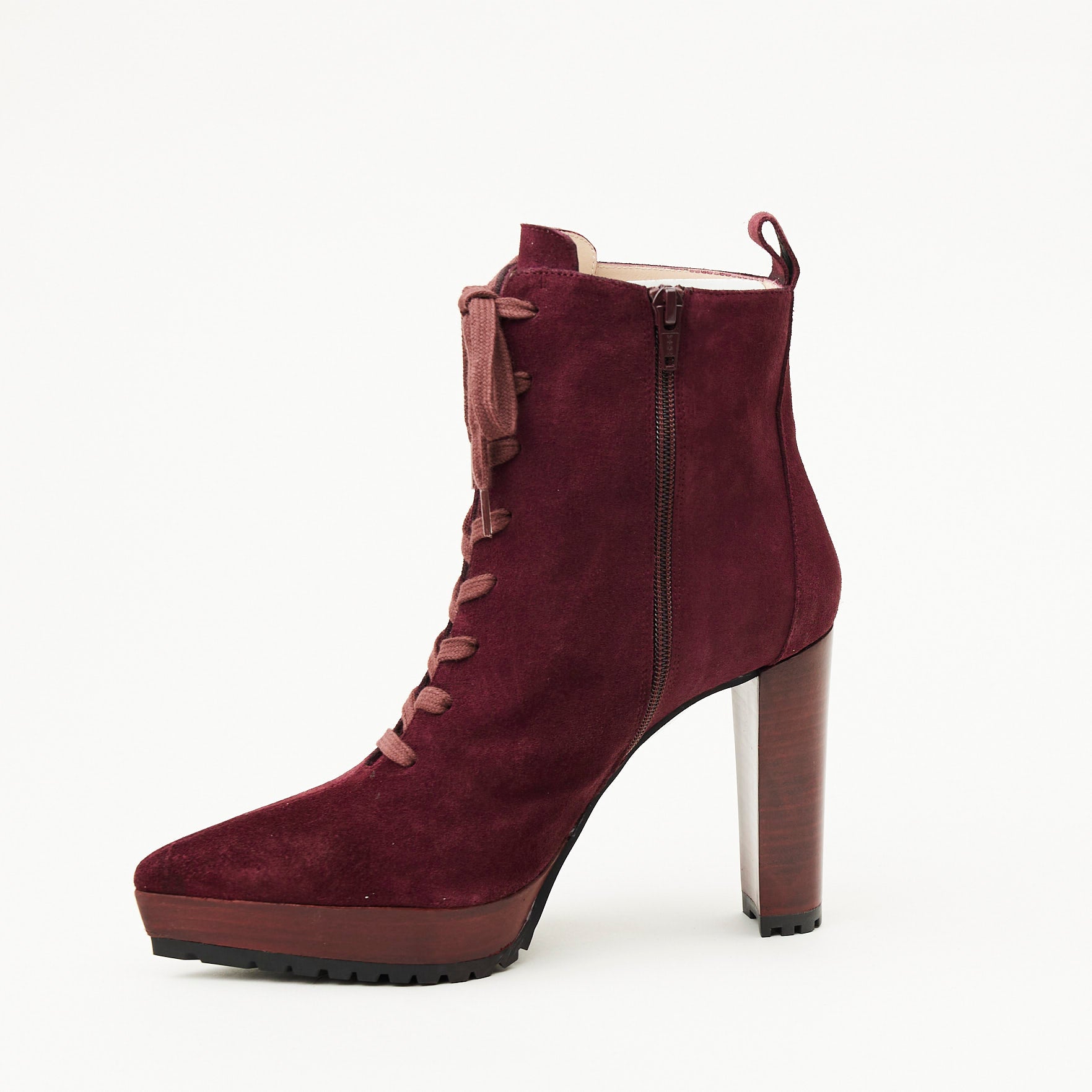 Lodi Wine High Heeled Suede Leather Boots | Shop online @ Nozomi