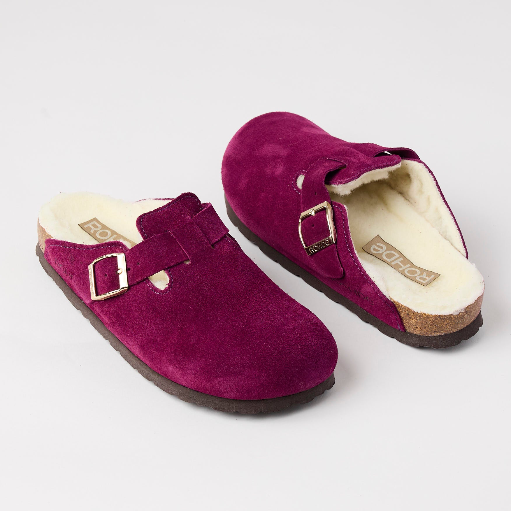 Rohde Purple Suede Leather Shearling Clogs, Nozomi Shoe Boutique